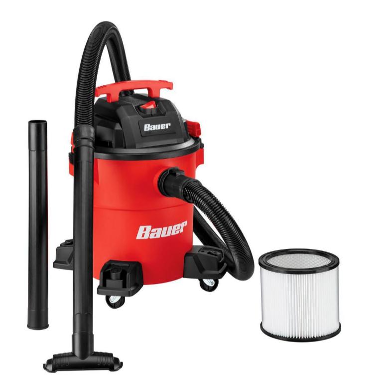 BAUER 6 Gallon, 4 Peak HP Wet/Dry Vacuum with 7 ft. Ultra-Flexible ...