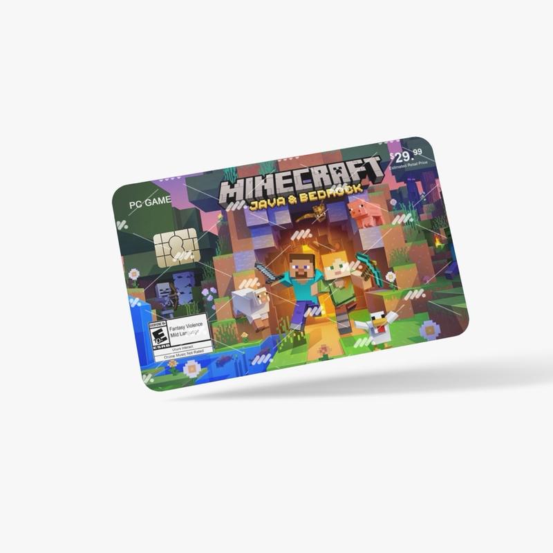 Funny Minecraft Java style credit card skin sticker for debit - TikTok Shop