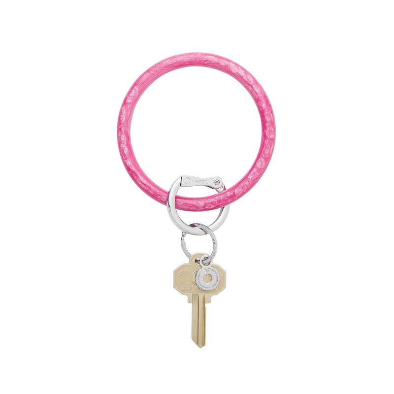 Resin Big O® Key Ring - Pink Topaz, Key Attachment with Key Design, Pink Color, Keyring Style ...