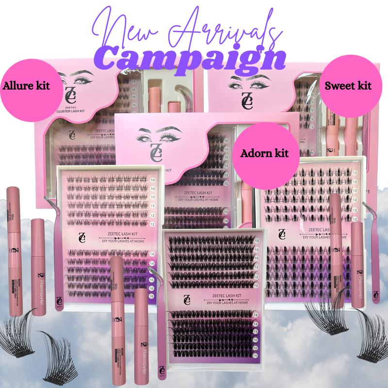 ZEETEC BEAUTY Clusters Wide Ultra-thin Invisible Lash Bond,Remover ...