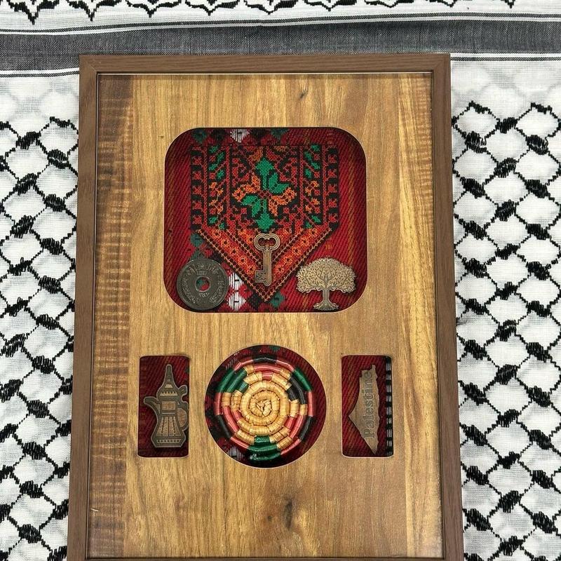 Wooden Framed Palestinian Accessories with Tatreez background- - TikTok ...