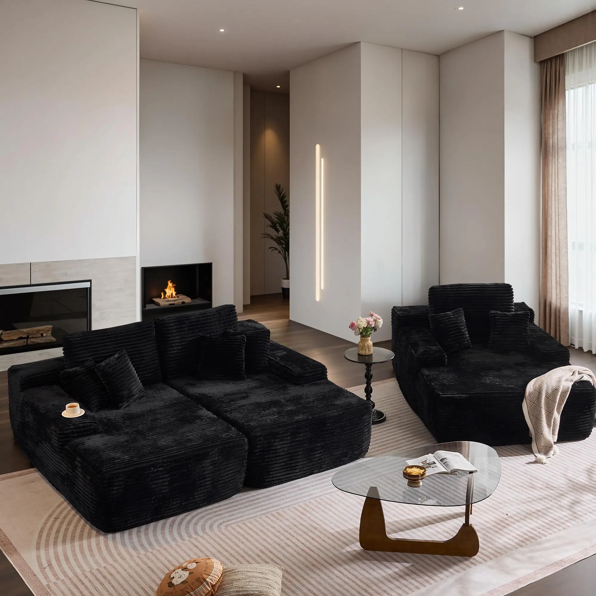 ALTRIGUS Boneless Oversized Sectional Double Lounge Chaise with ...