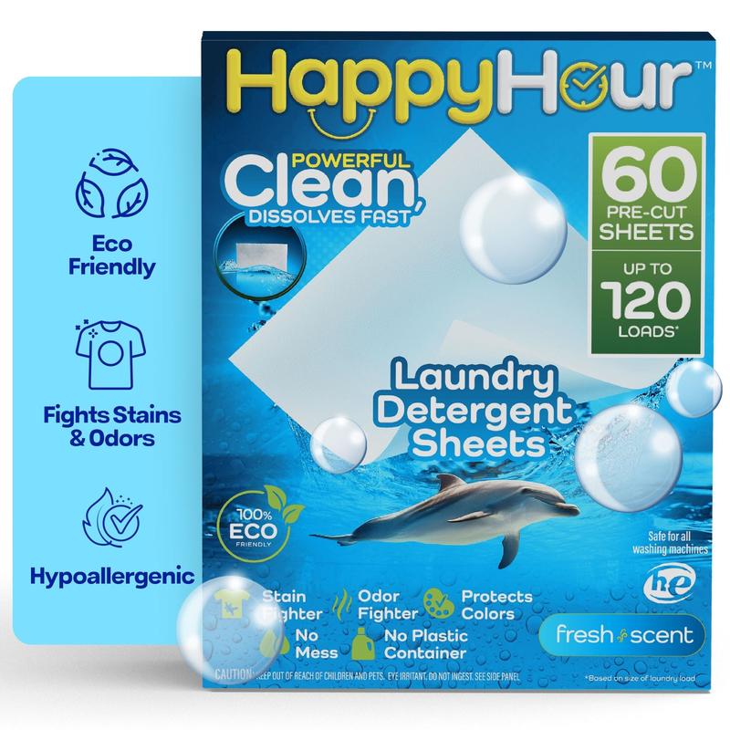 Happy Hour Laundry Detergent Sheets - 120 Loads - Eco Friendly, Non ...