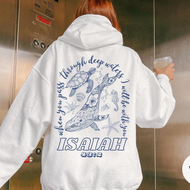 Trendy Christian Sweatshirt Merch, Words on Back Ocean Beach - TikTok Shop