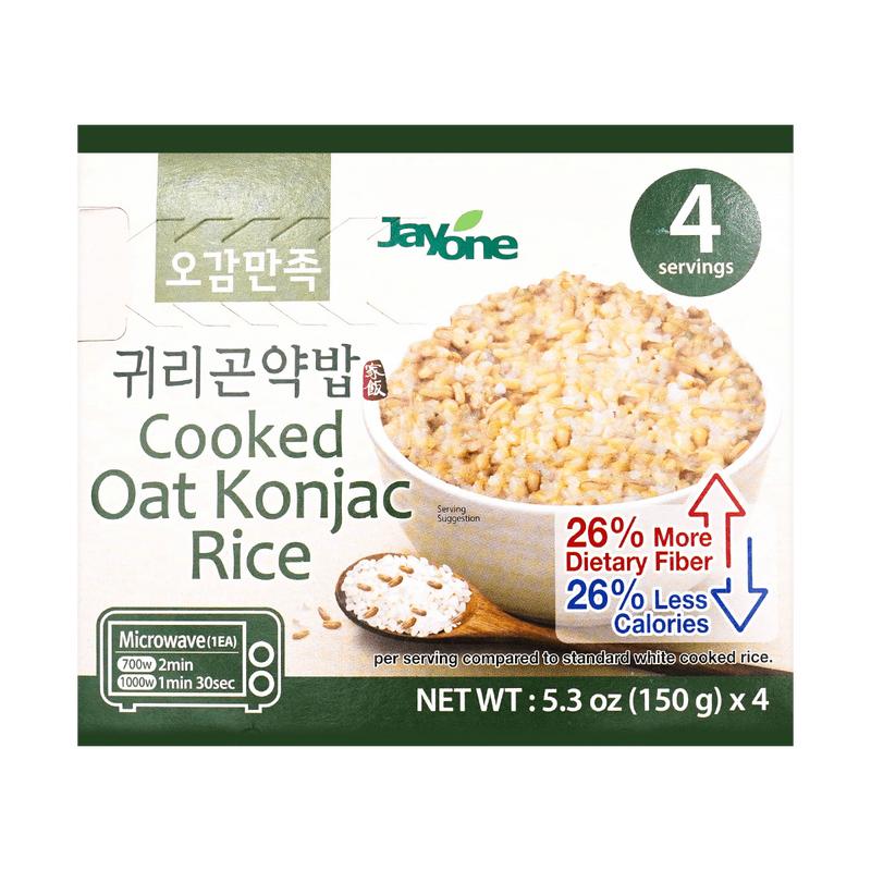 JAYONE Korean Oat Konjac Rice - Instant Low-Calorie Meal (150g x 4 Packs) | High Fiber, Low Carb ...