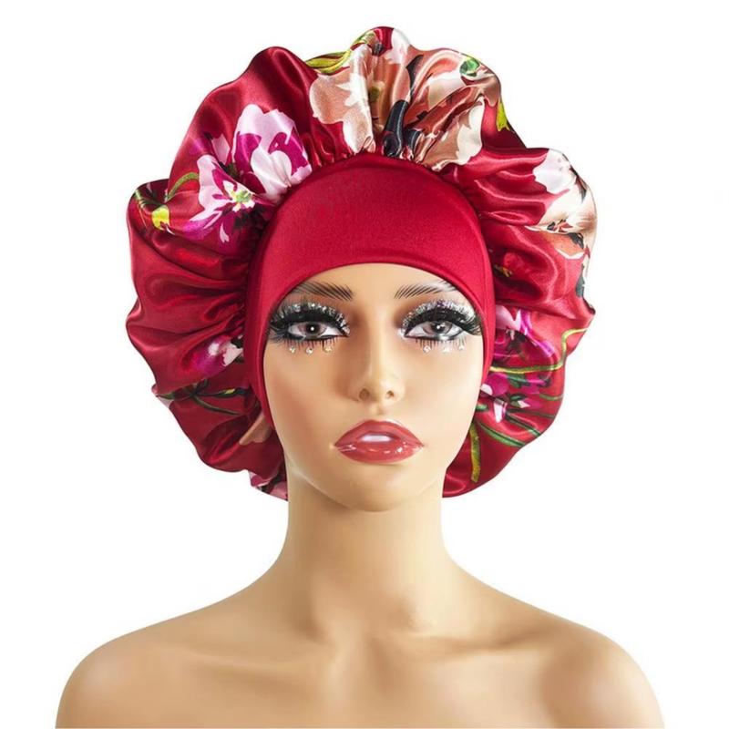 Hair Cap Silk Satin Bonnet Large Sleeping Satin Bonnet Flowe - TikTok Shop