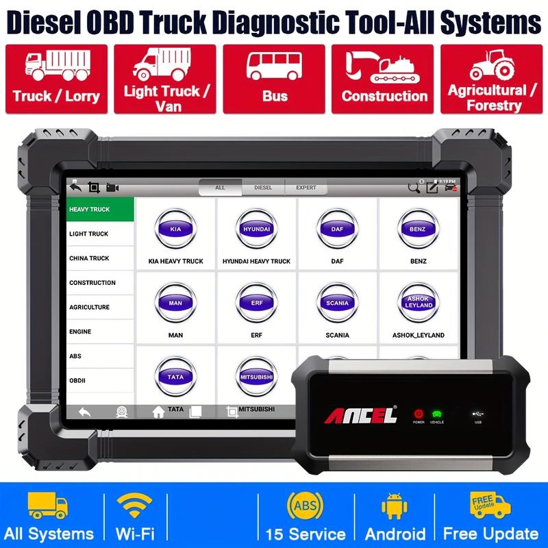 Ancel X7 HD 24V 12V Diesel Heavy Duty Truck obd2 scanner Programming ...