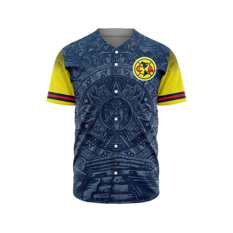 Customizable LIGA MX Club America Special Aztec Design Baseball Jersey ...