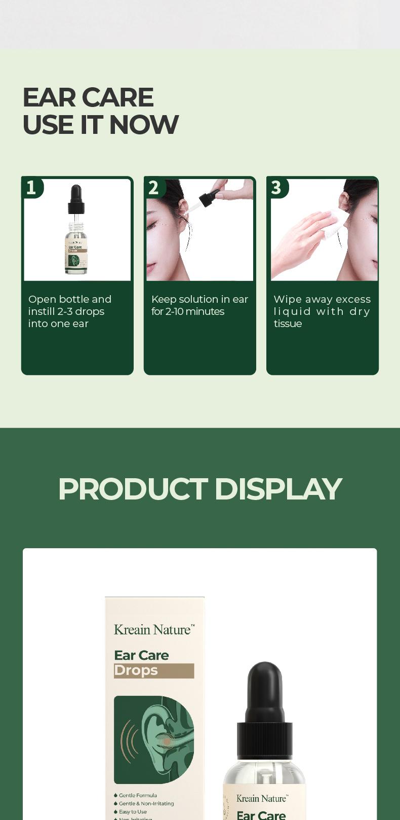 Kreain Nature 1 Ear Care Drops Gentle Formula, Non-Irritating Gentle ...