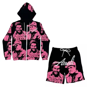 Assali Pabl0 Esc0ba 3D Hoodie Set, Men's Luxury Designer Custom Zip-up ...
