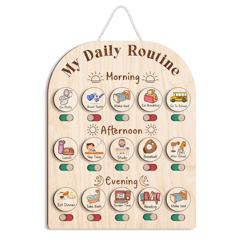 TinyKidz Wooden Chore Chart for Kids, My Daily Routine Chart for ...