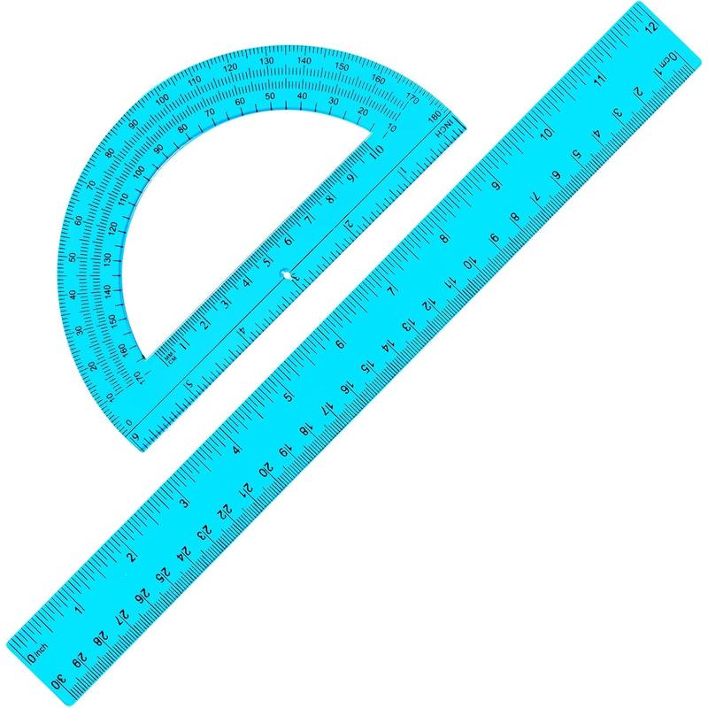 Zonon 2 Pack 12 Inch Plastic Ruler and 6 Inch Plastic Protractor Set ...