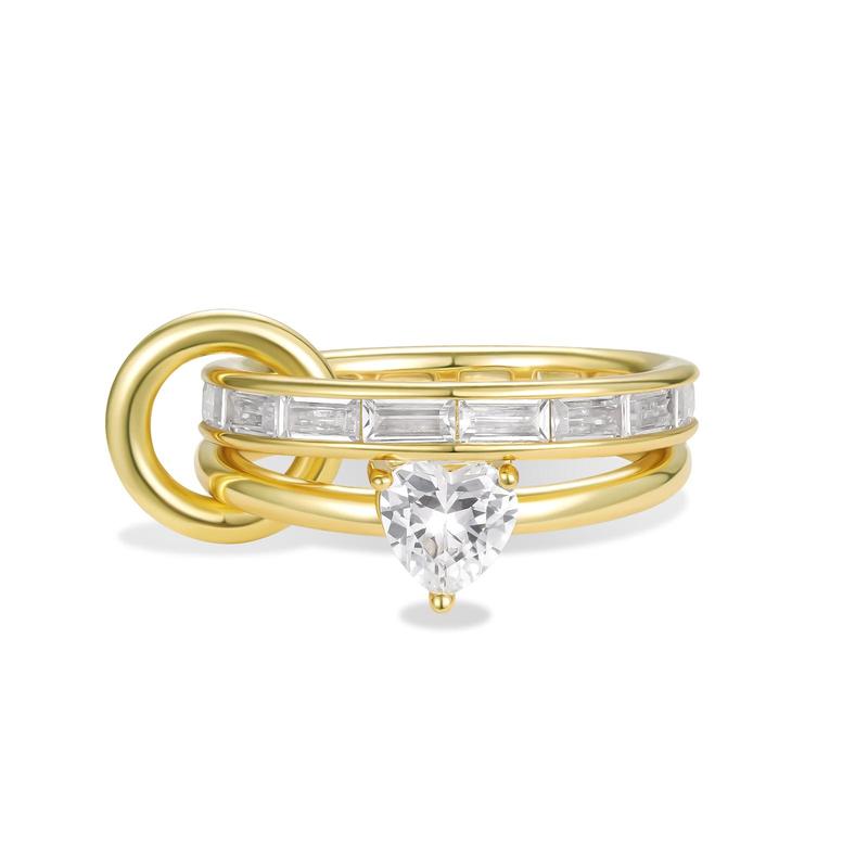 KissYan Stackable Rings for Women 14k Gold Plate Interlocked Multi Ring ...