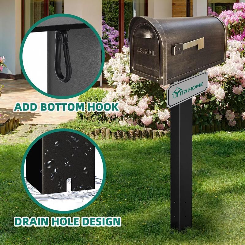 YITAHOME Outside Mailbox Post, Q235 Steel Mailbox Stand, Powder-Coated ...