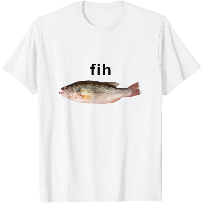 “Fih” Funny Misspelled Fish Meme, Simple Humor T-Shirt - TikTok Shop
