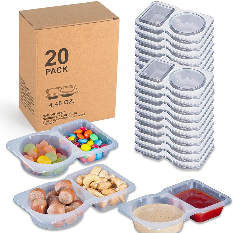 20 Pieces Reusable Dual Compartment Condiment and Snack Containers ...