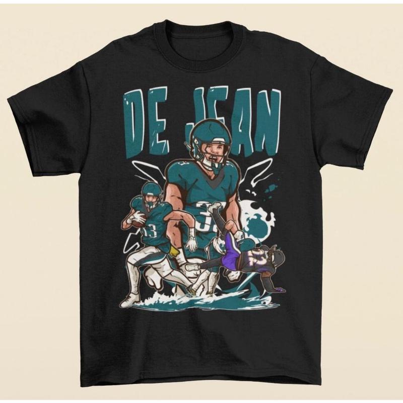Cooper DeJean Cartoon Style Philadelphia Football T-Shirt Graphic ...