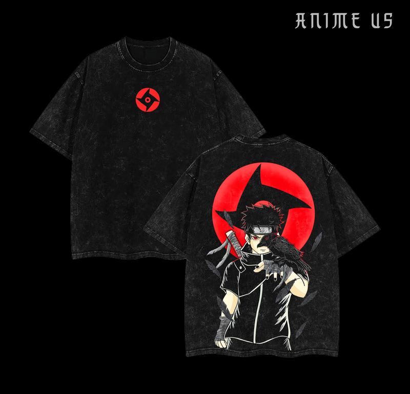 Shisui Uchiha x Naruto Anime Double Printed Vintage Washed Tee Unisex ...