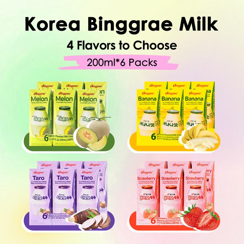 BINGGRAE Korean Banana Flavored Milk - 6 Packs* 6.76fl oz 4 Flavors ...