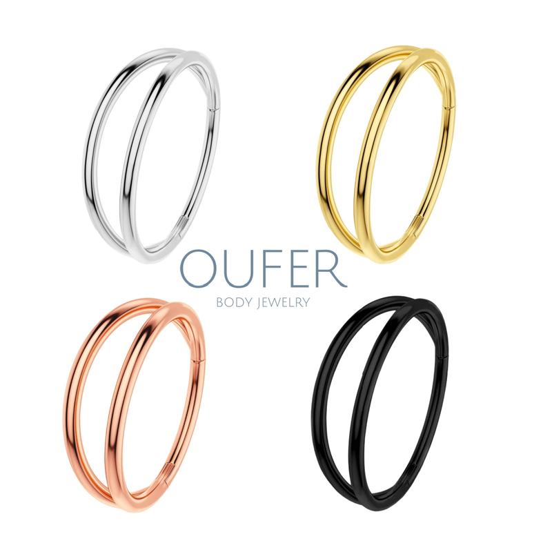 Oufer 20G Hinged Segment Double Rows Nose Nostril Piercing Hoop Ring ...