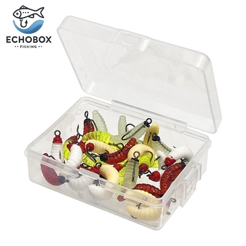 EchoBox Pre-Rigged Maggots 30-Pack Fishing Lures | Blood Dot, Glow ...
