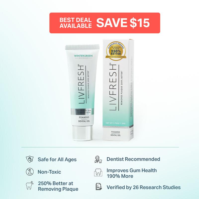 LIVFRESH Gel Toothpaste, Clinically Proven to Remove Plaque 250% ...