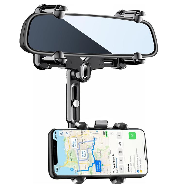Universal Rearview Mirror Phone Mount For Car, 360° Rotatable and ...