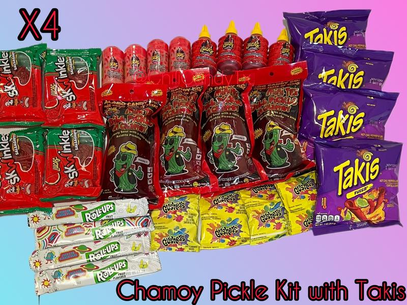 Four Family Pack Chamoy Pickle Kits with Takis, Lucas Powder - TikTok Shop