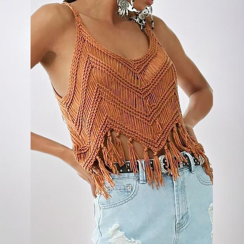 Trendy Rust - Colored Fringe - Detailed Knit Camisole - Perfect for ...