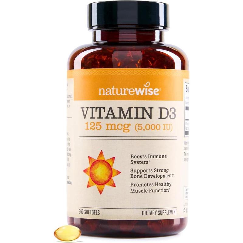 Vitamin D3 5000 IU Softgels, High Potency Immune & Bone Support ...