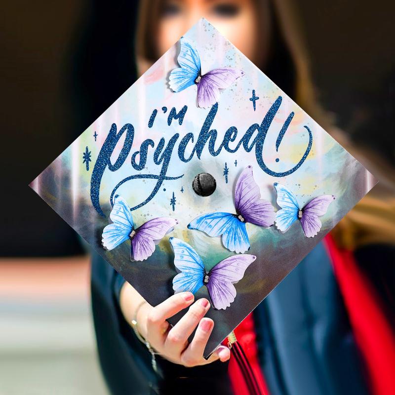 3D Butterfly Graduation Cap Topper, I'm Psyched, 2024 Graduation ...