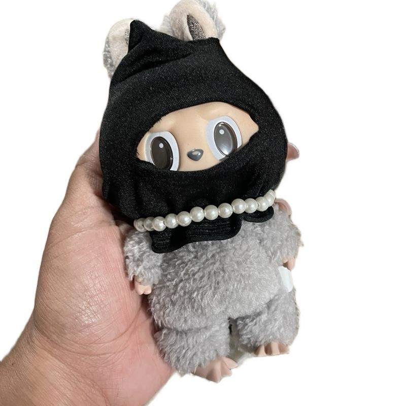 Labubu Black Ski Mask with Black Hat and Beads, Cute Design for ...