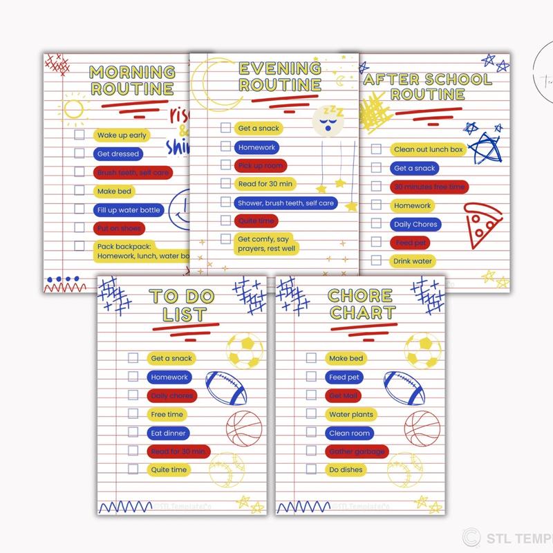 Kids Daily Routine Bundles - Red Blue Yellow - TikTok Shop