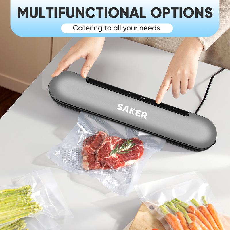 Saker Vacuum Sealer Machine with Built-in Cutter and Vacuum Bags ...