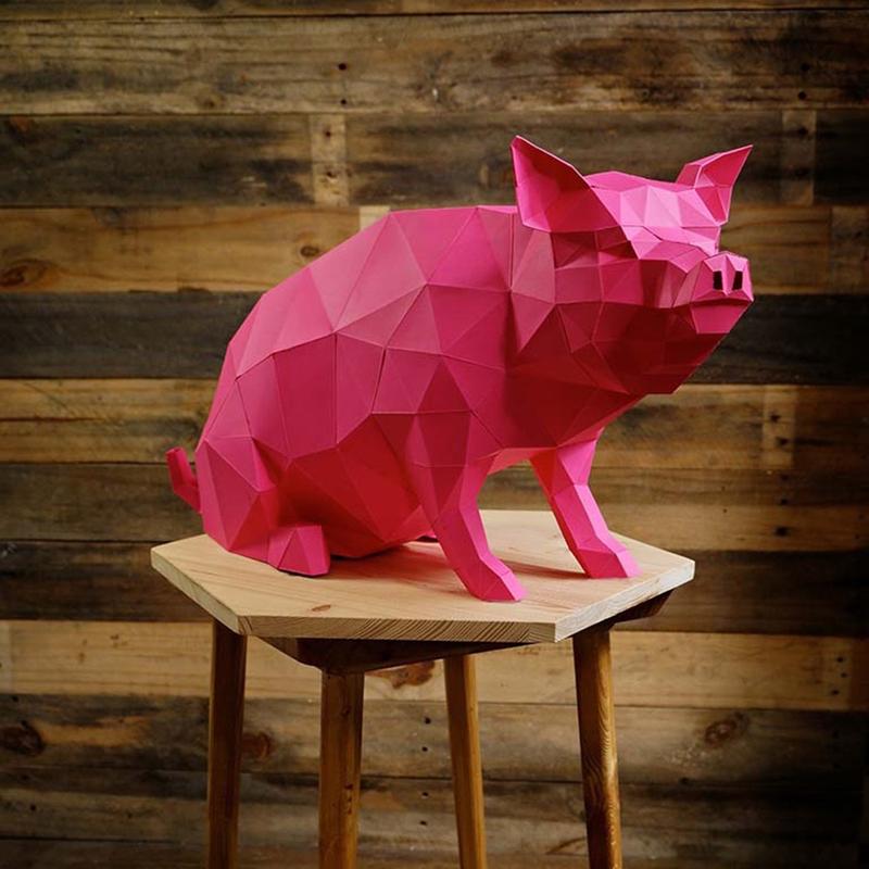 Cute pink piggy DIY papercraft model - TikTok Shop