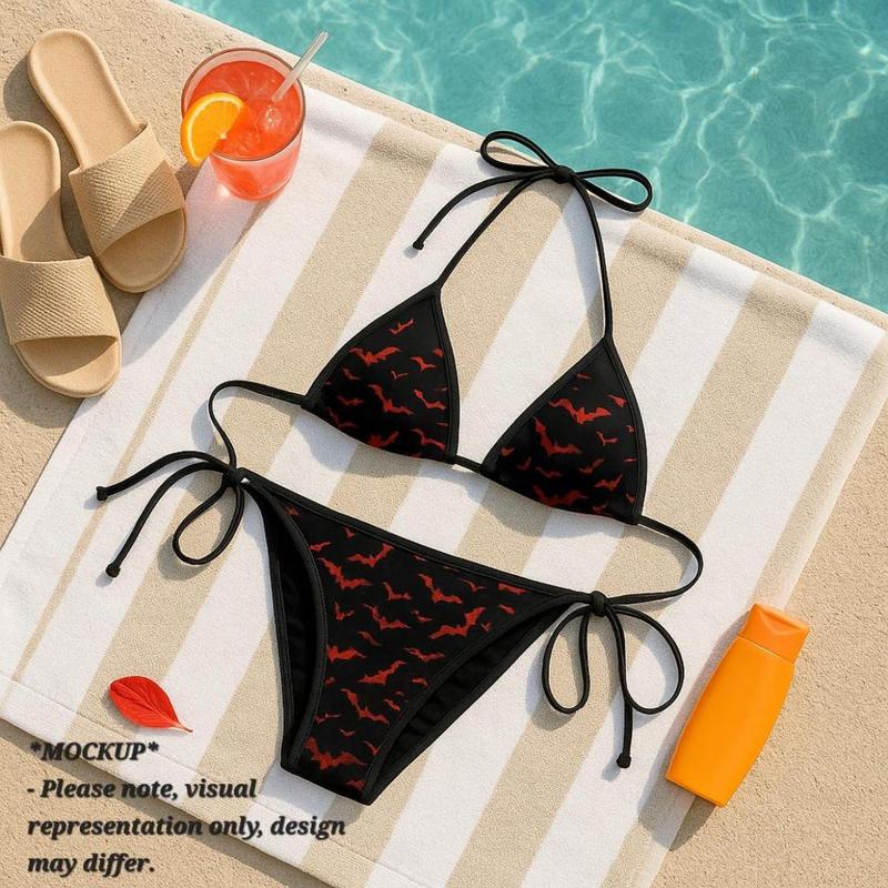Gothic Bikini, Red Bat Swimwear, Dark Night Women's Bikini, Gothic ...