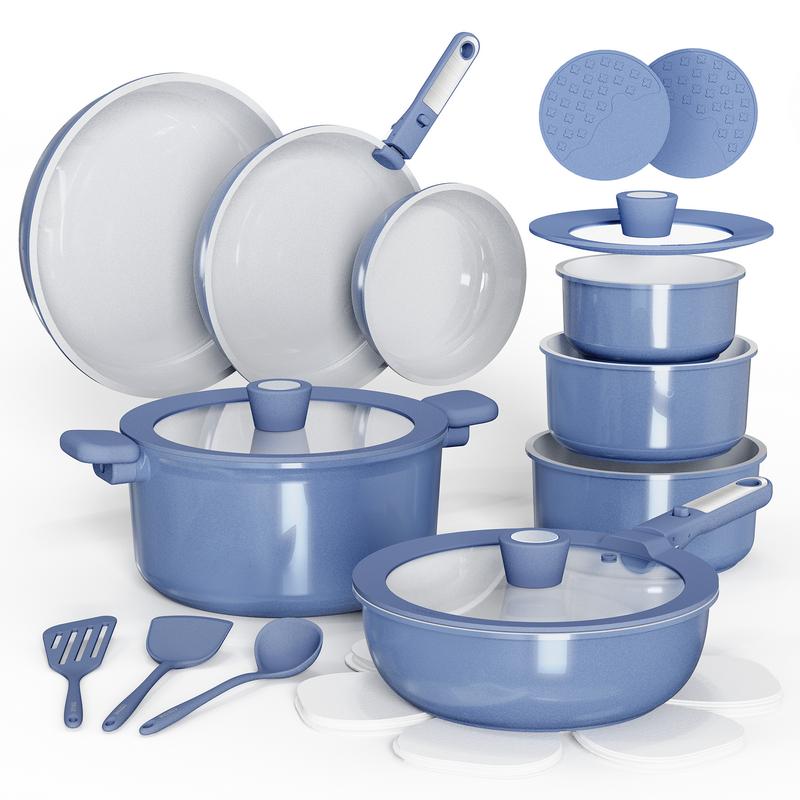 [Official] CAROTE 25pcs Ceramic Detachable Cookware Set, Non-Stick ...