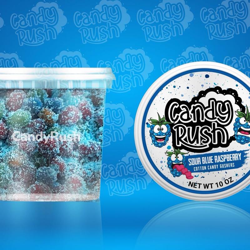Sour Blue Razz Raspberry Cotton Candy Gushers - Gluten Free Sweet and ...