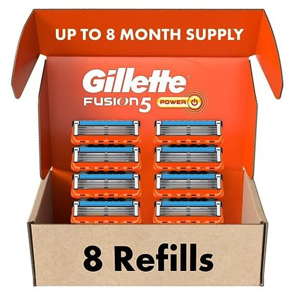 Gillette Fusion5 Power Razor Blade Refills, 8 Count, Lubrastrip ...