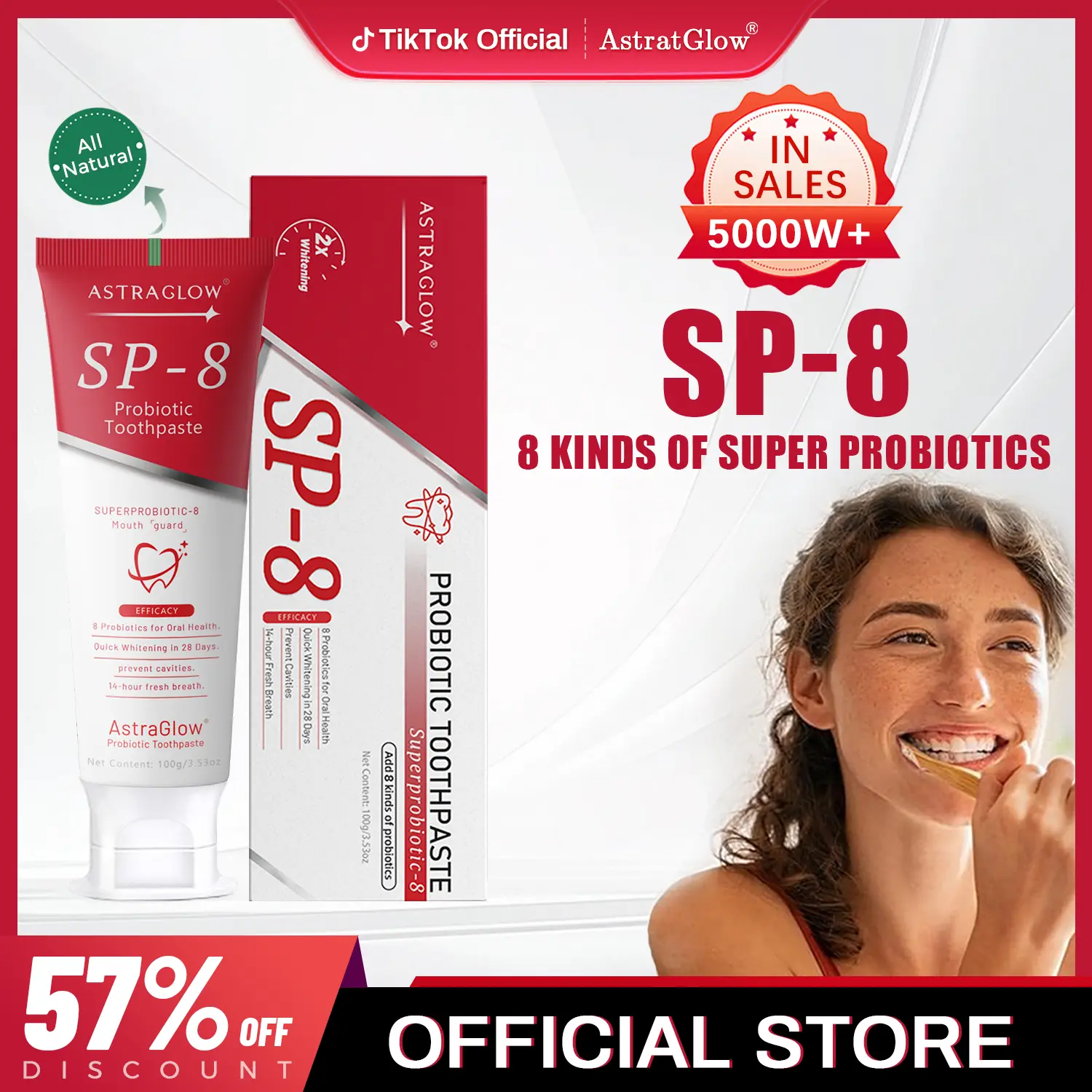 SP-8 Probiotic Whitening Toothpaste, Free of Fluoride, Hydroxyapatite ...