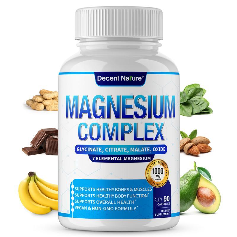 Decent Nature Magnesium Complex 1000mg 90 Capsules 7 Elemental ...