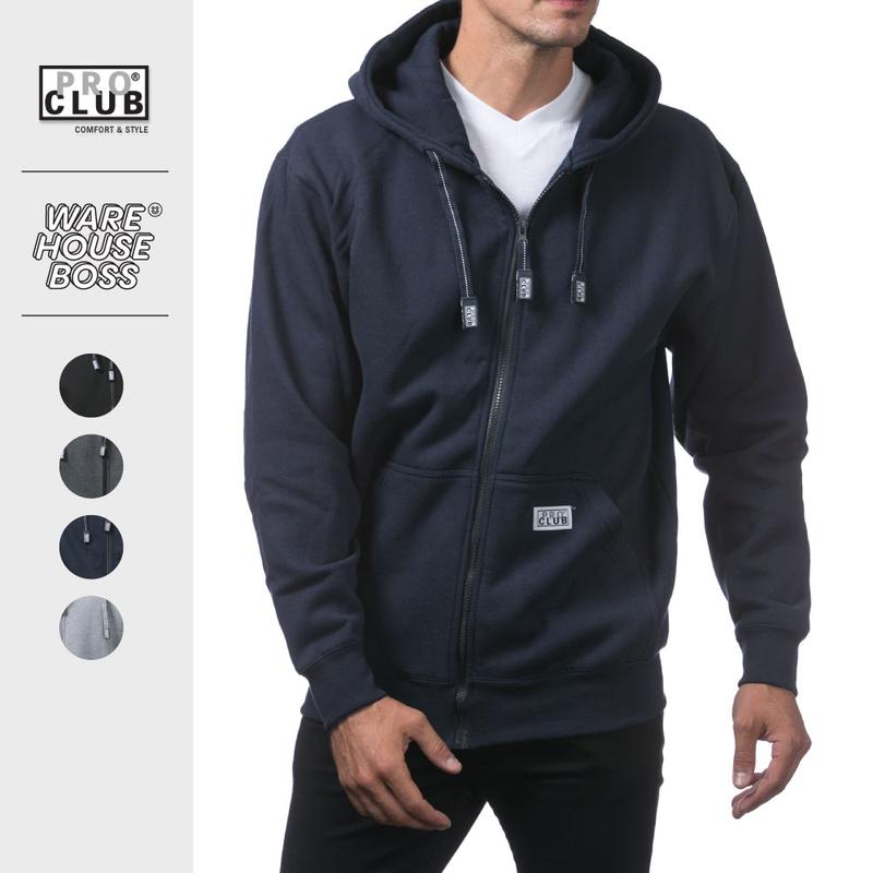 PROCLUB Men's Heavyweight Full Zipper Hoodie PRO CLUB Hooded Full Zip ...