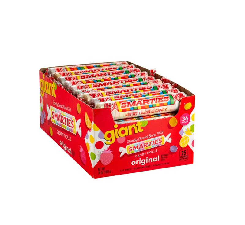 Smarties Giant Candy Rolls, Allergen-Free Sweet Treats, 36 Count ...