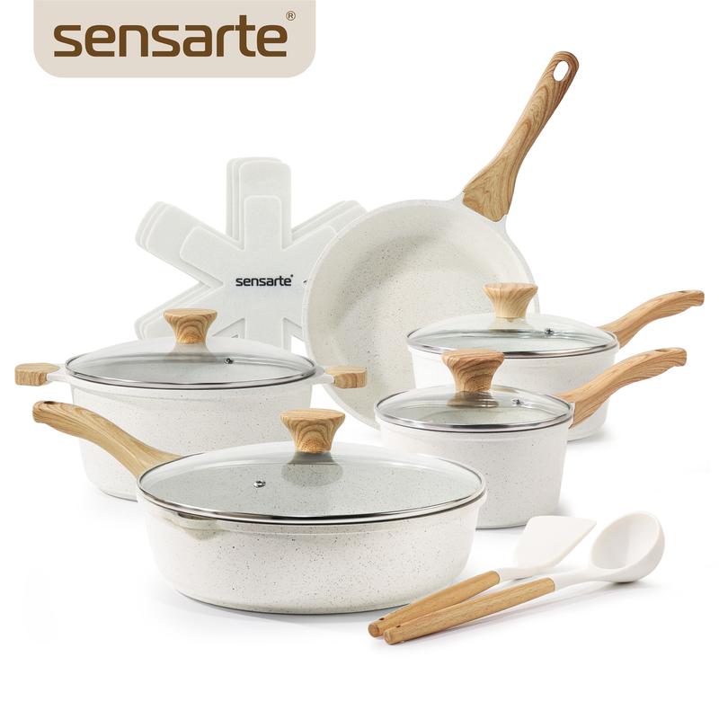 [Official]SENSARTE 17 Pcs Ceramic Nonstick Cookware Set, Pot - TikTok Shop