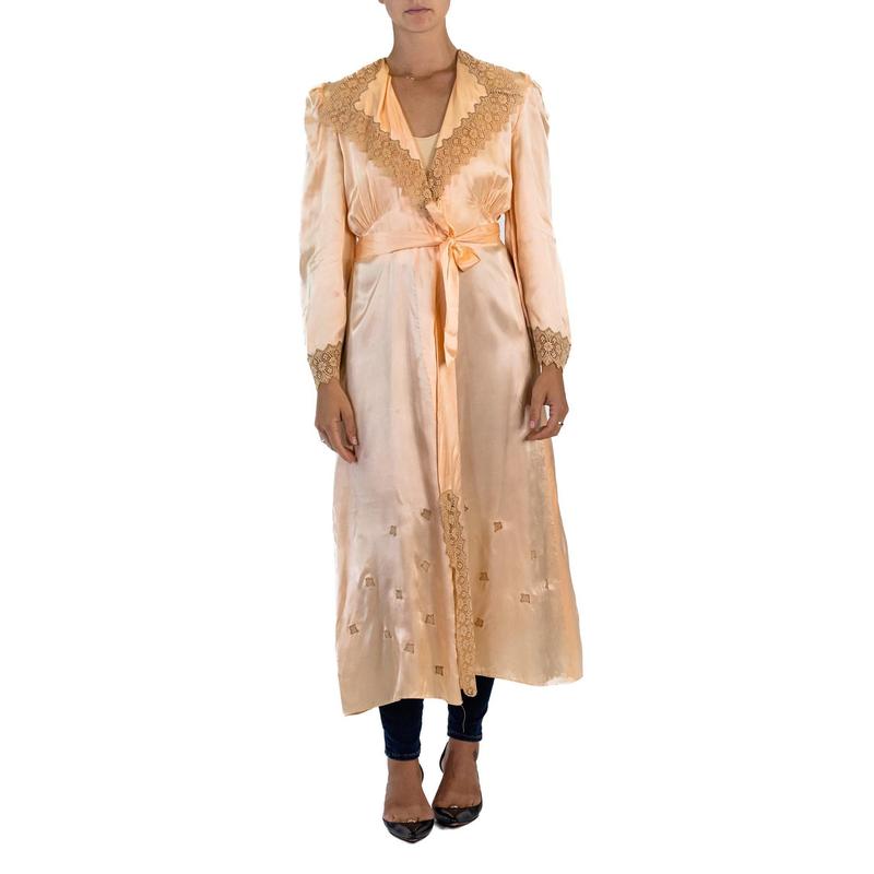 1940S Blush Pink Rayon Satin Lace Trimmed Robe - TikTok Shop