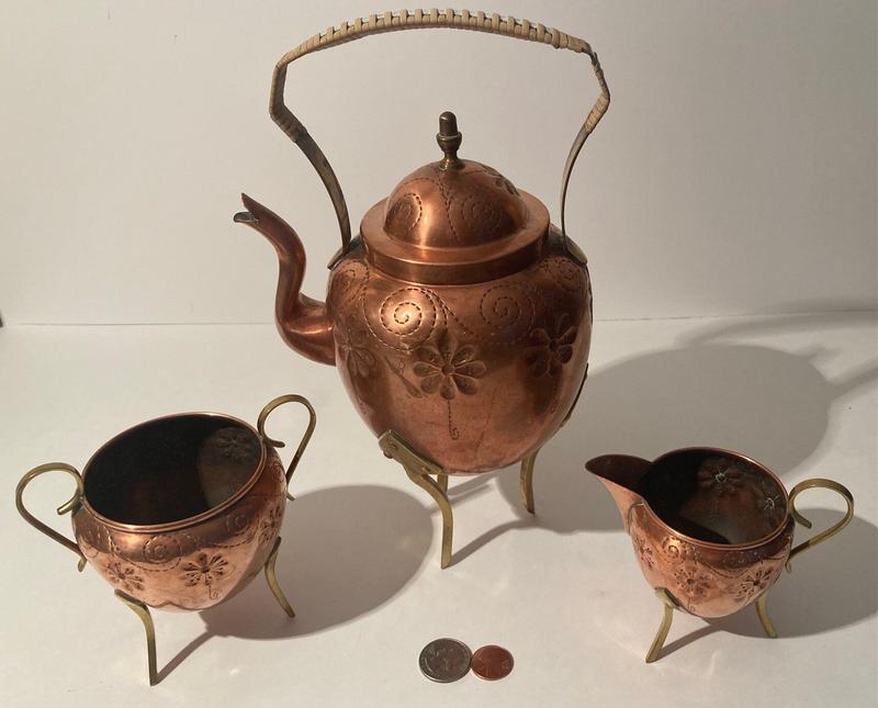 Vintage Copper and Brass Metal Tea Set, Quality, Heavy Duty, - TikTok Shop