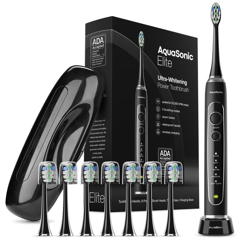AquaSonic Elite Smart Toothbrush with 50,000 VPM, 8 ProFlex Brush ...