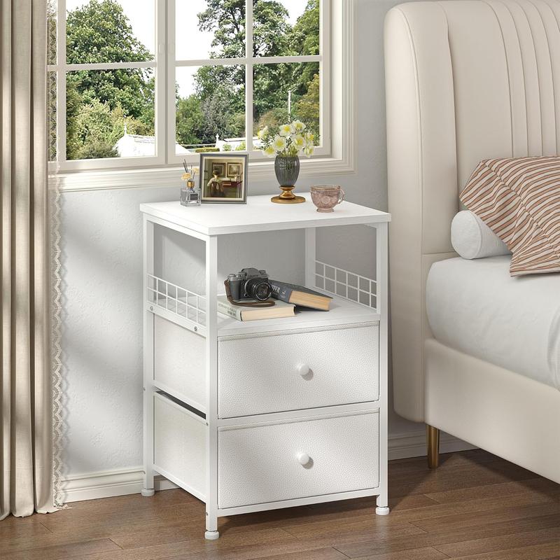 RaybeeFurniture 1/2 Nightstand, Bedside Table with Fabric Drawers ...