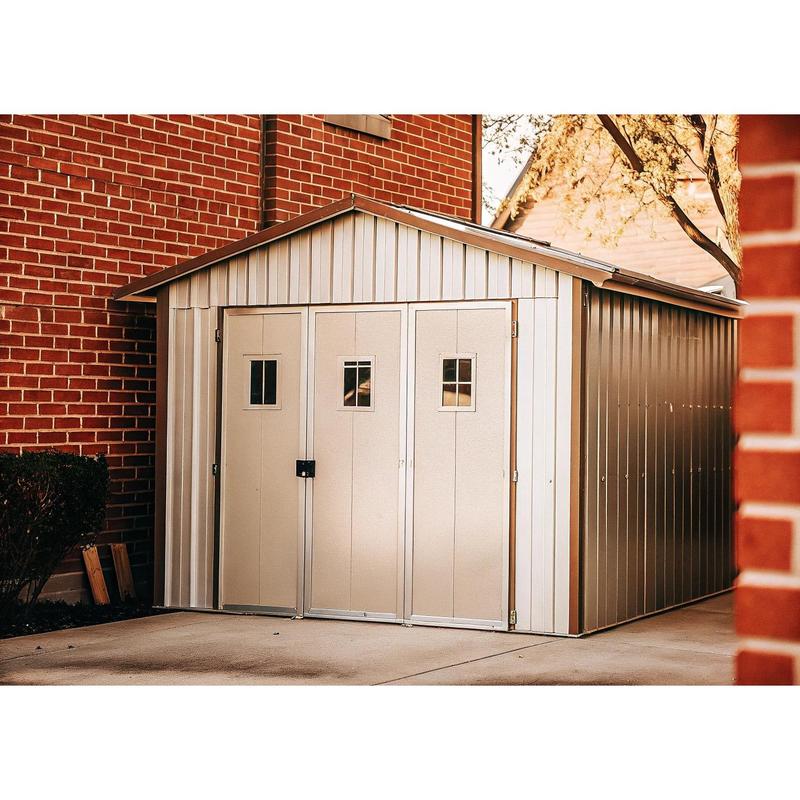 10 ft. W x 12 ft. D Metal Outdoor Storage Shed with Vents, Lockable ...