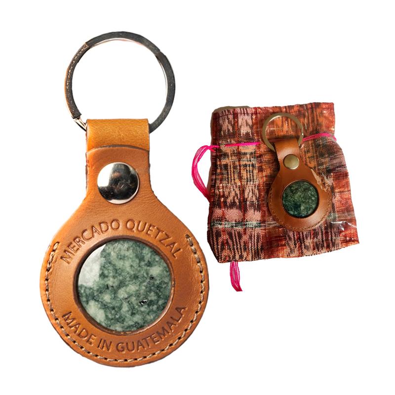 Mercado Quetzal Jade Keychain with Elegant Leather Details - - TikTok Shop